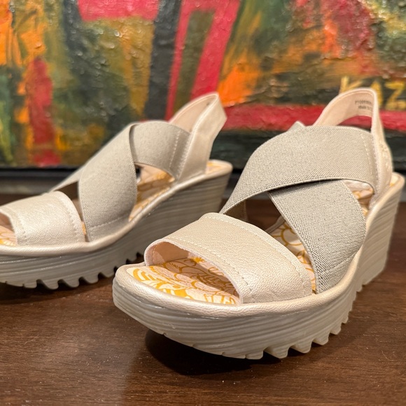Fly London | Shoes | Fly London Silvergray Wedge Sandals With Chunky ...